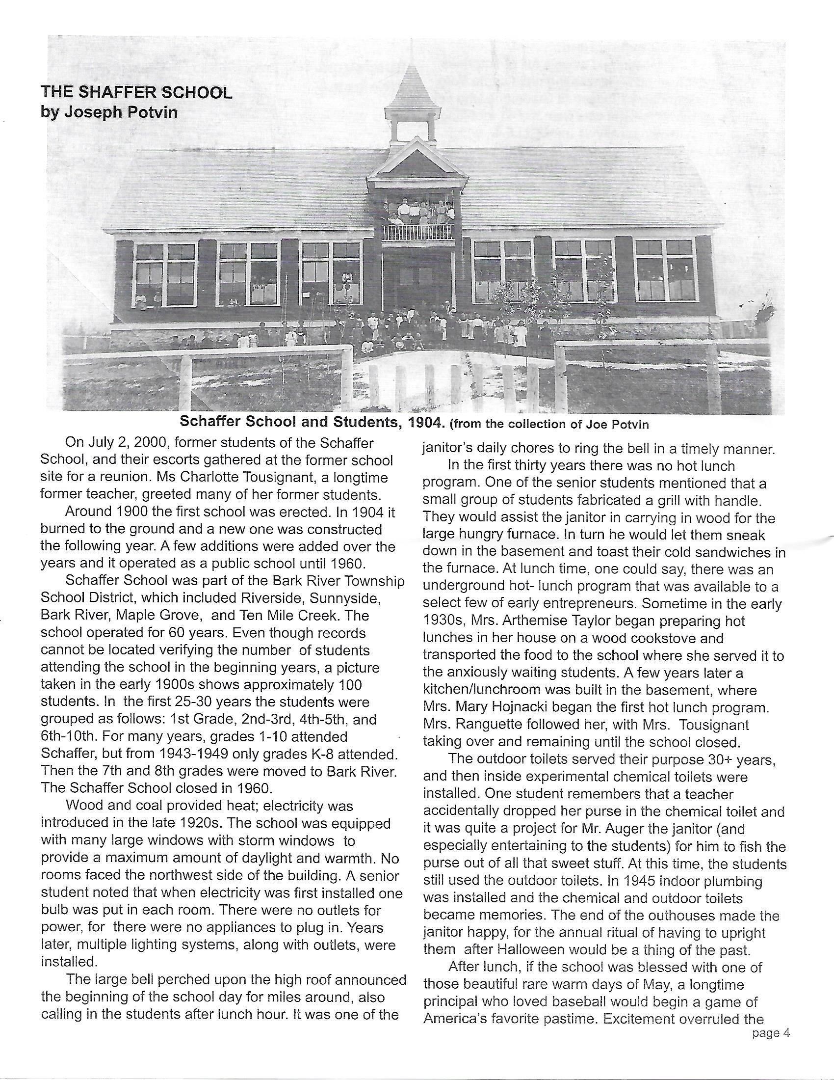 The Schaffer School History – Schaffer Quips